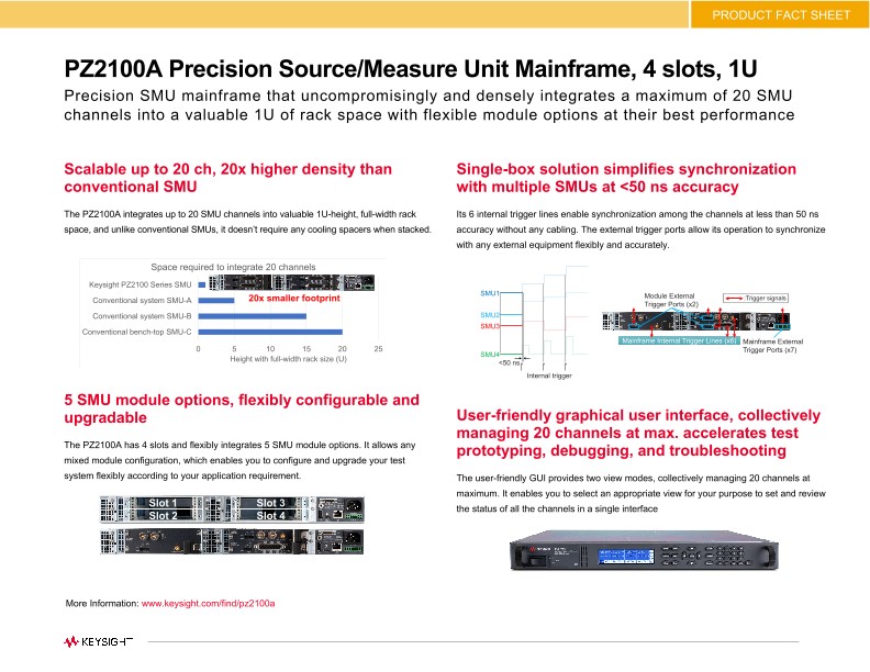 PZ2100A Precision Source/Measure Unit Mainframe, 4 slots, 1U PDF Asset Page | Keysight